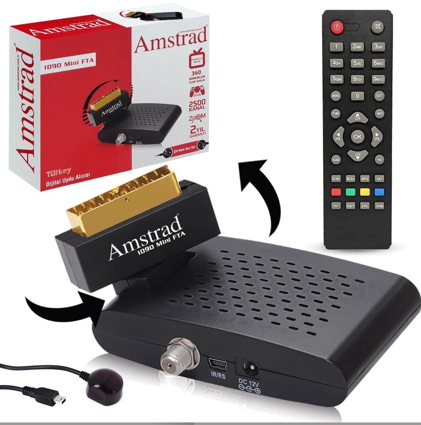 Amstrad 1090 Mini Fta Sd Scartlı Uydu Alıcısı (Tkgs) - Üyelere Özel + KDV